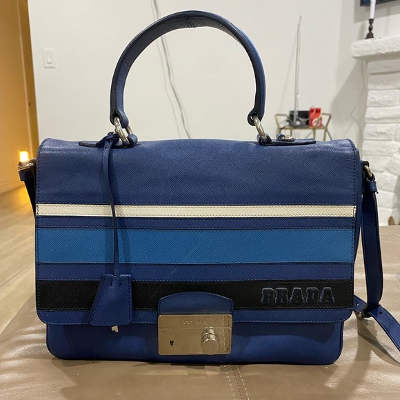 Prada | Bags | Rare Prada Handbag Saffiano Righe Crossbody | Poshmark